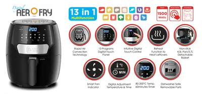 Black + Decker 1500 W Air Fryer - AF4037-B5 | AC GHAR