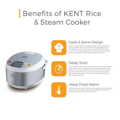 Kent 1.8 Liter Electric Rice & Steam Cooker 860W | AC GHAR