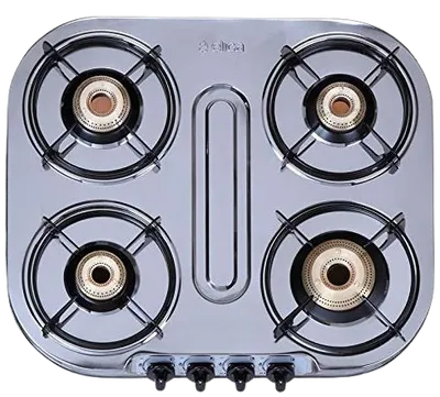 Elica 4 Burner 63 cm Double Drip Tray Cooktops - INOX 634 SS | AC GHAR