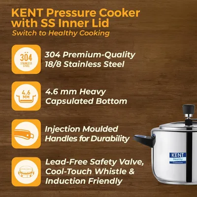 Kent 5 Liter SS Inner Lid Pressure Cooker | AC GHAR