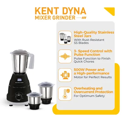 Kent 3 Jar Mixture Grinder 550W - Dyna | AC GHAR