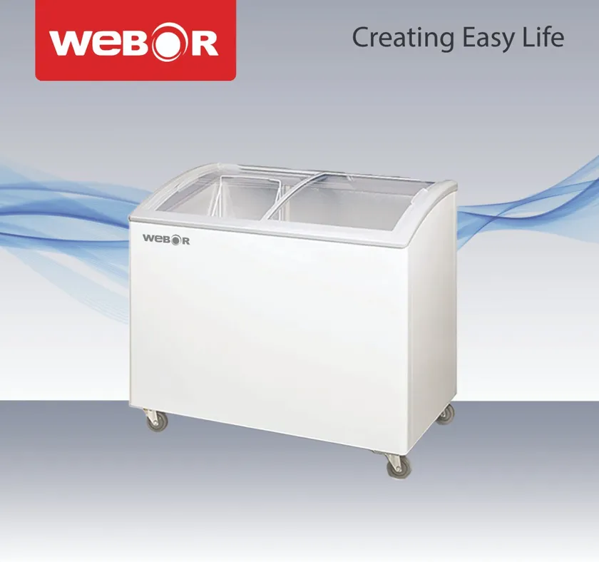 WEBOR 258Ltr Glass Top Curve Design Chest Freezer - EMGT258 | AC GHAR