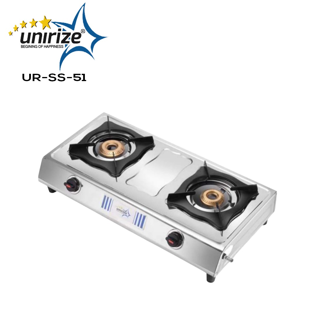 Unirize Stainless Steel 2 Burner Automatic Gas Stove | AC GHAR
