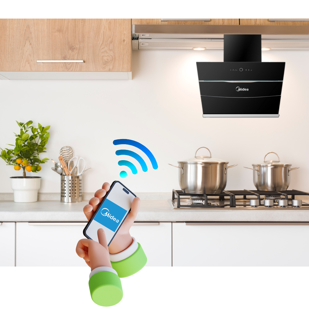Midea 90 cm with IOT and Steam wash Kitchen Chimney - CXW-240-B68 | AC GHAR