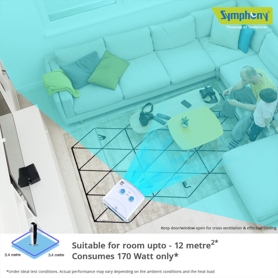 Symphony 12 Ltr Tower Air Cooler - Diet 12T | AC GHAR