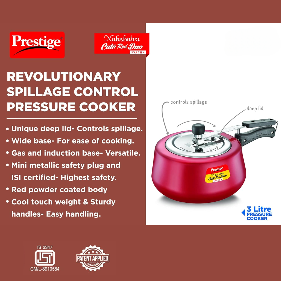 Prestige 10766 - 5 Ltrs Nakshatra Svachh Cute Metalic Red Duo IB ...