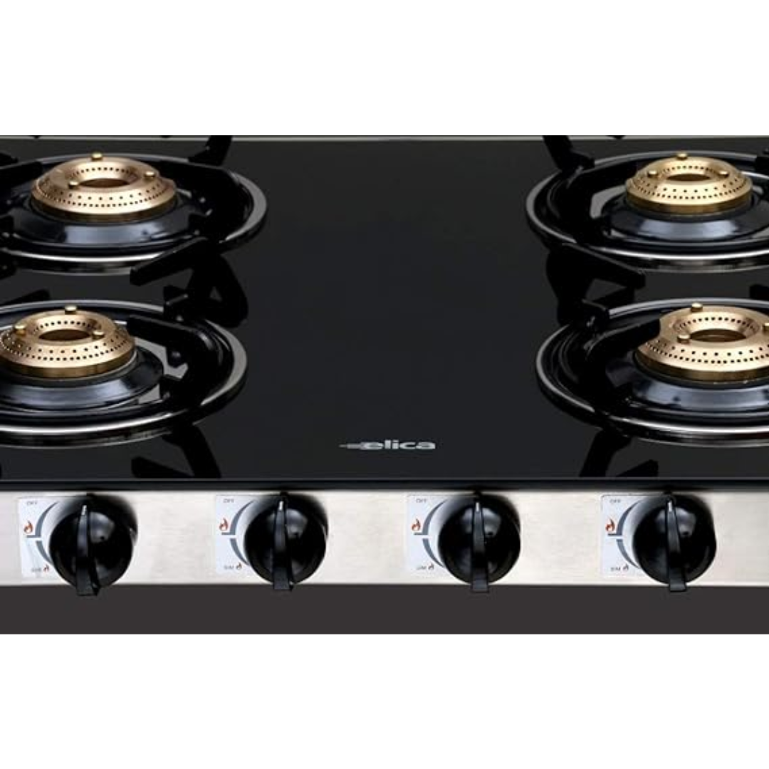 Elica 4 Burner 60 cm Cooktops - 594 CT VETRO BK | AC GHAR